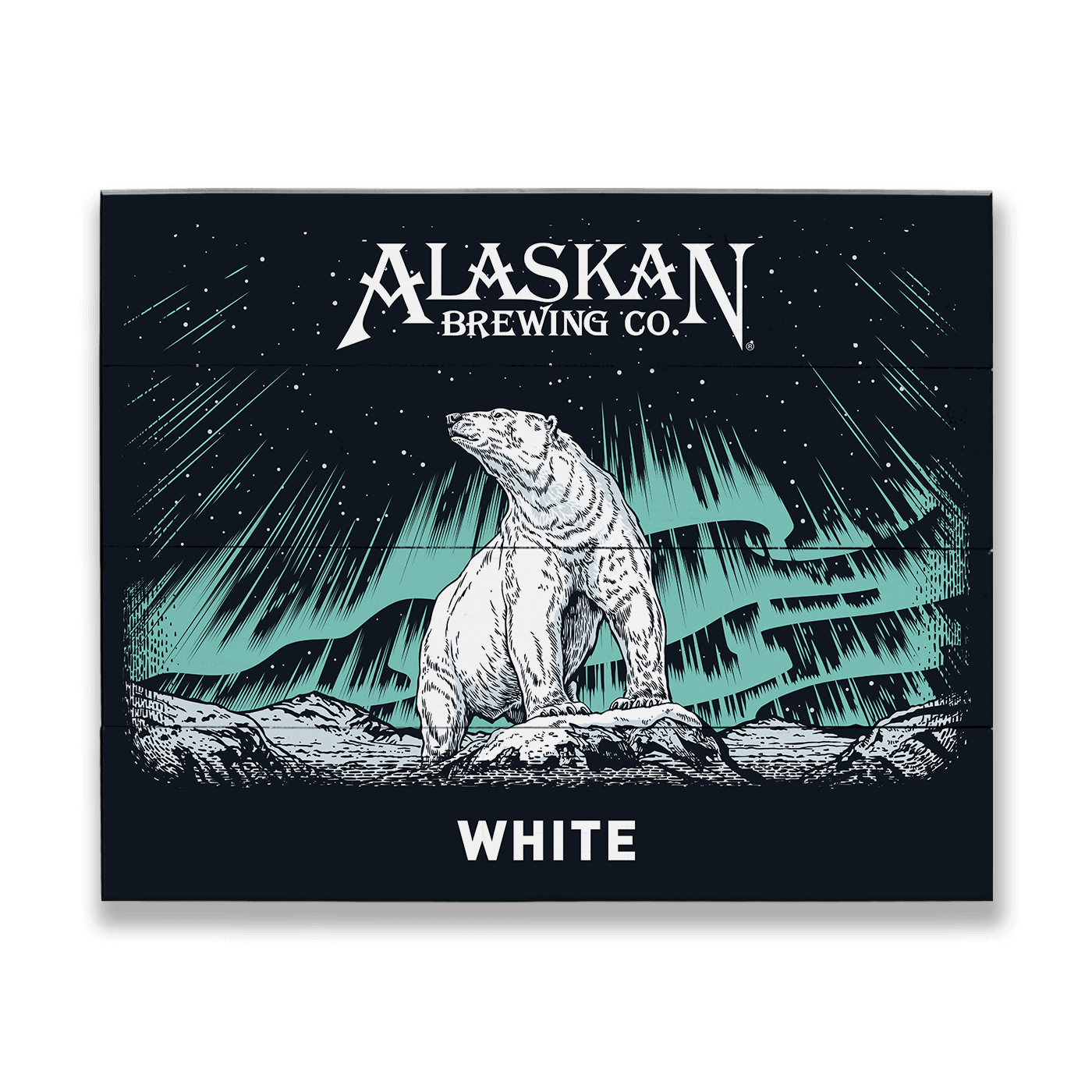 White Ale Can Label Wooden Sign | Alaskan Brewing Co.